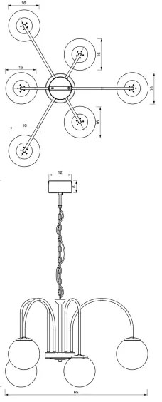 Lustr na řetězu CAMBRIDGE 6xE14/60W/230V černá