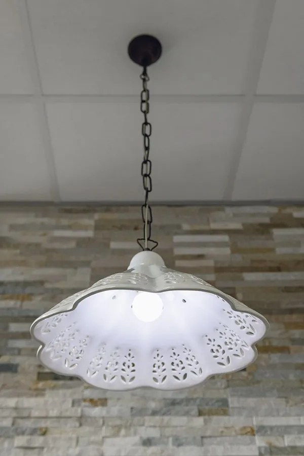 Sapho Sapho, LAMPEDUSA závěsné svítidlo E27, 60W, 230V, IP21, keramické stínítko, 39cm, mosazná řetěz, MC011C