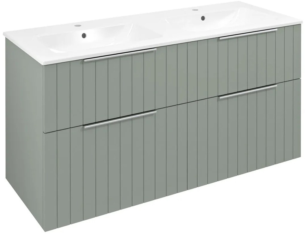 Sapho Sapho, CIRASA umyvadlová skříňka s dvojitým umyvadlem 121x66x46cm, verde strip, CR121-4444S-21