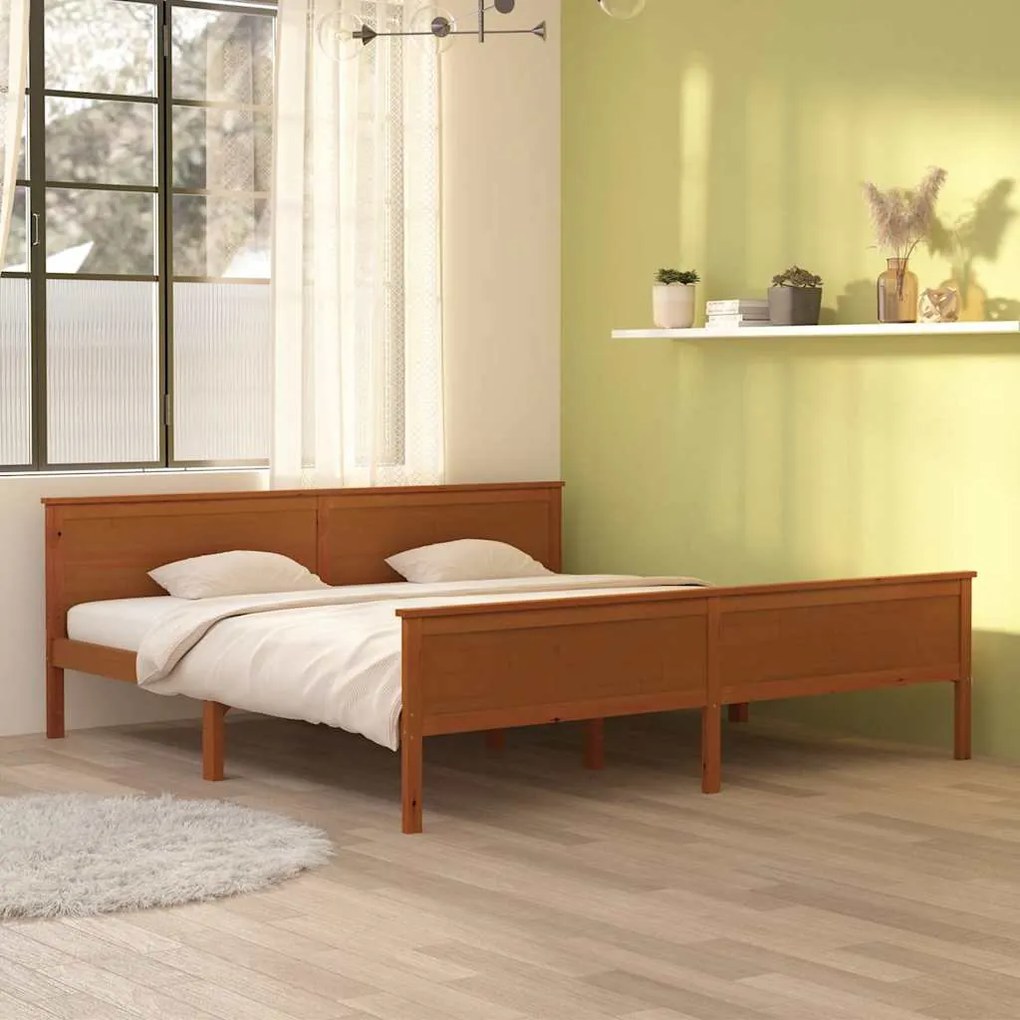 Rám postele medově hnědý masivní borovice 200 x 200 cm 322194