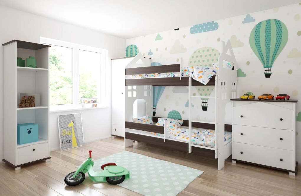 BabyBeds Dětská patrová postel DOMEK II 180x80 Barevné provedení: Dub, Úložný prostor: Ne, bez úložného prostoru