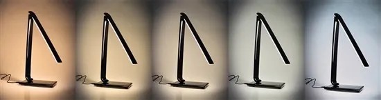 LED stolní lampička stmívatelná USB, 12W, volba teploty světla, černý lesk