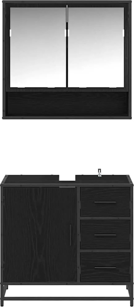 Sada koupelnového nábytku 2 ks Černý dub 65 x 33 x 60 cm 3402508