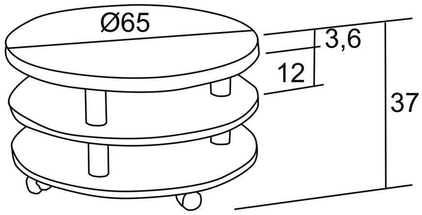Kulatý konferenční stolek na kolečkách K142 DS - KAZIMÍR, pr.65 cm, dub sonoma, český výrobek