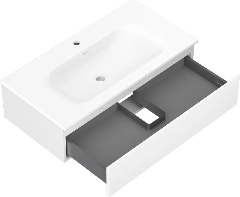Mexen Orio, koupelnová skříňka 90 cm s umyvadlem Vela, 1 zásuvka, bílá matná, 91A10-09023-1-BF01-W23M01