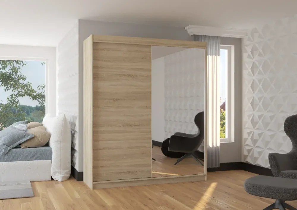 Posuvná skříň s zrcadlem VIKI 180 sonoma