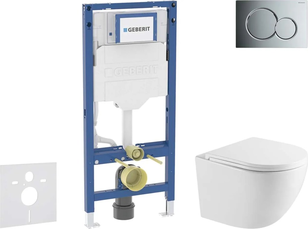 Geberit Duofix - Set předstěnové instalace, klozetu Oudee a sedátka softclose, tlačítko Sigma01, lesklý chrom SANI11CA1158