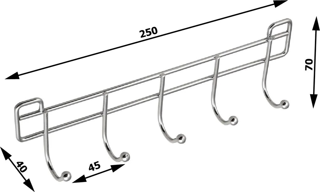 Aqualine Aqualine, Chrom LINE 5 háček, chromový, 37055