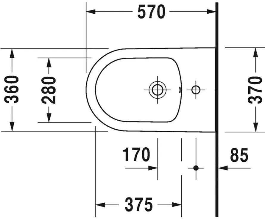 Duravit ME by Starck - závěsný bidet 37x57 cm, 2288150000