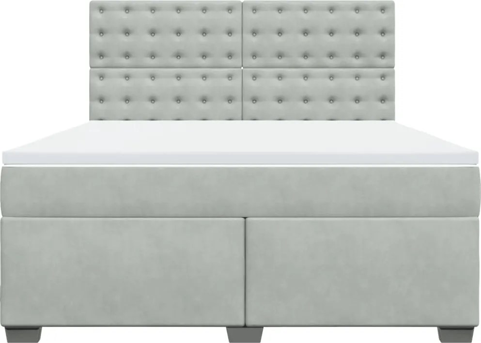 Box spring postel s matrací světle šedá 180x200 cm samet 3293290