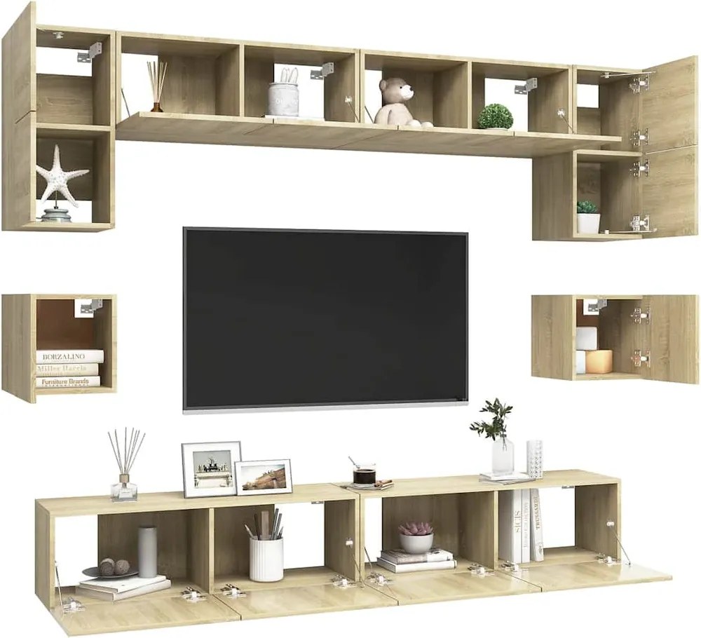8dílný set TV skříněk dub sonoma kompozitní dřevo 3079007