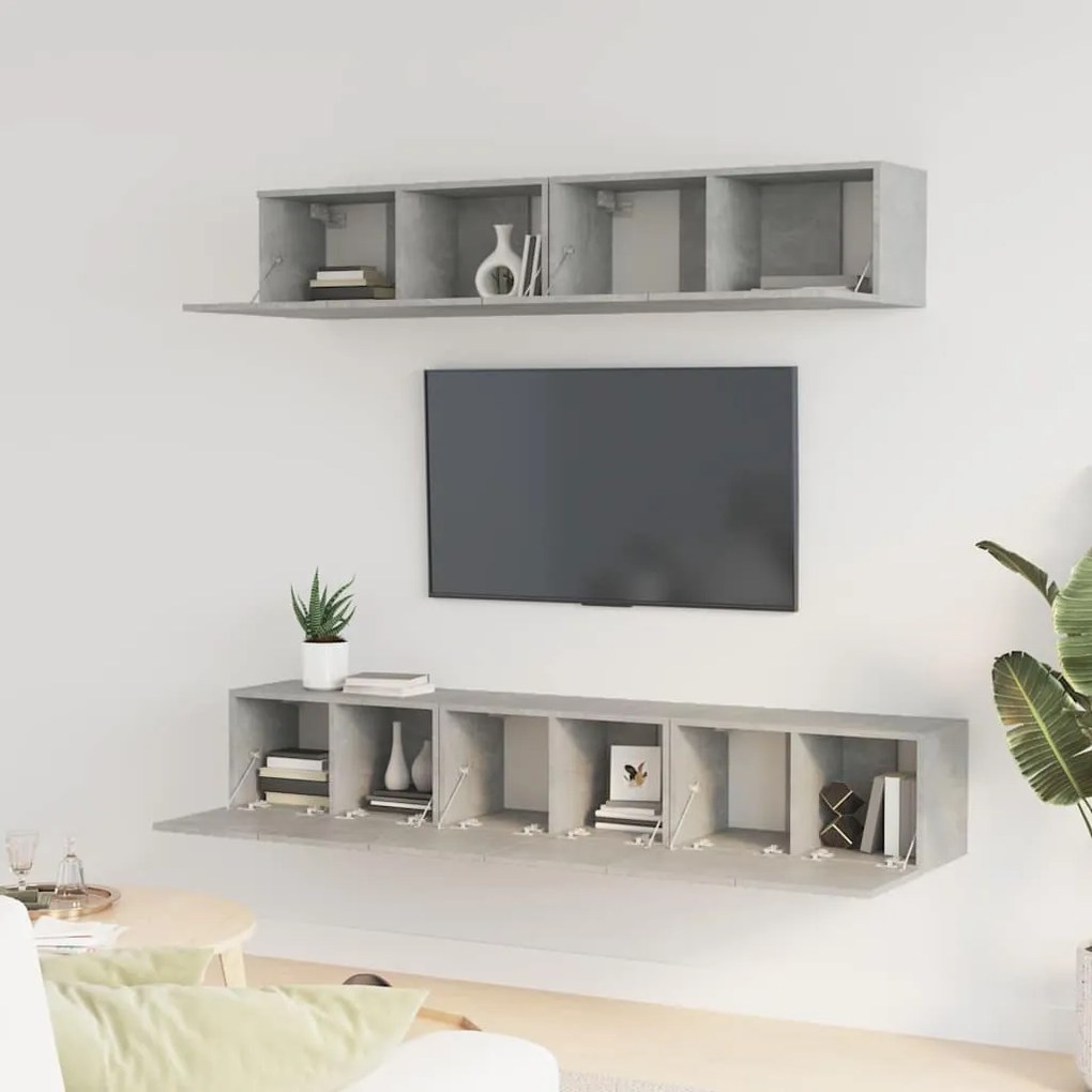 5dílný set TV skříněk betonově šedý kompozitní dřevo 3114425