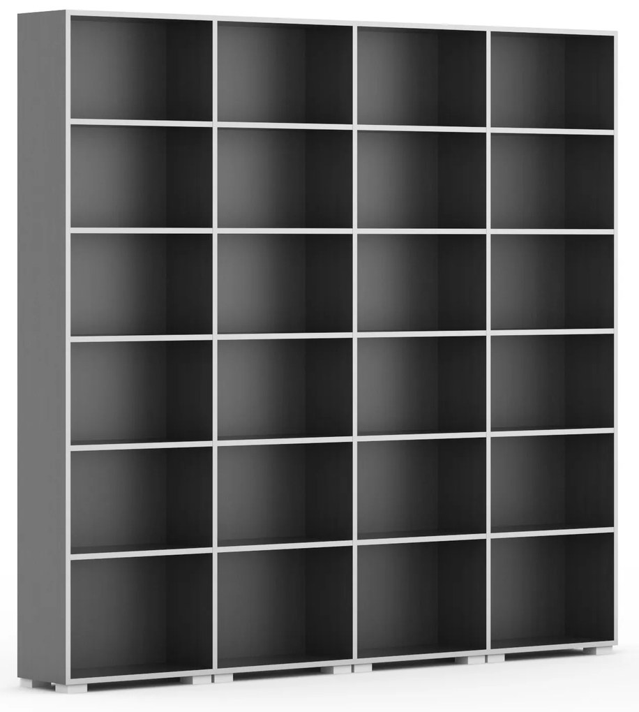 Knihovna SILVER LINE, 4 sloupce, 2230 x 2400  x 400 mm, grafit