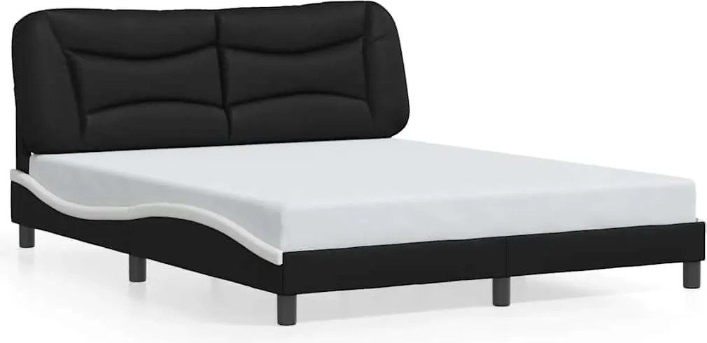 Rám postele bez matrace Hvar černý a bílý 160 x 200 cm umělá kůže 3208014