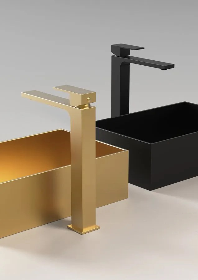 Sapho Sapho, CUBEMIX vanová baterie do podlahy, zlato mat, CM021GB