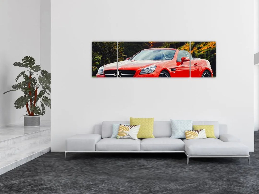 Obraz - červený Mercedes (170x50 cm)