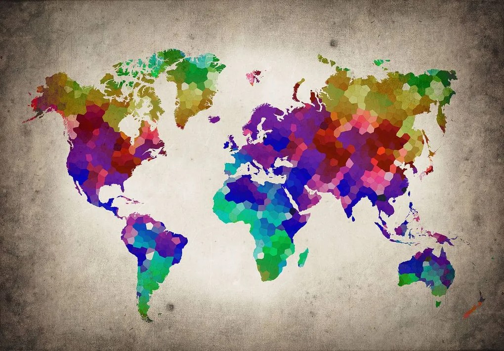 Fototapeta - Barevná mapa světa (152,5x104 cm)