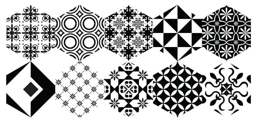 Sada 10 samolepek na podlahu Ambiance Floor Stickers Hexagons Nemesio, 40 x 90 cm