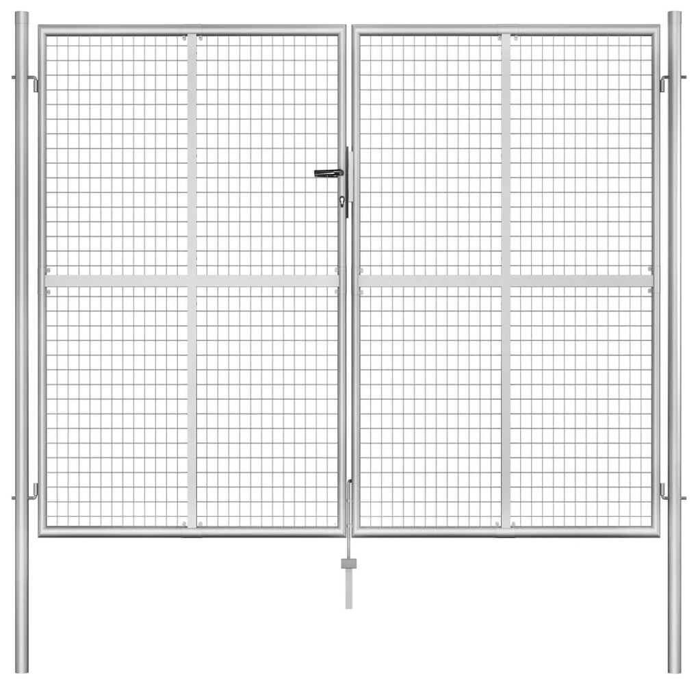 Zahradní brána pozinkovaná ocel 306x200 cm stříbrná 144766
