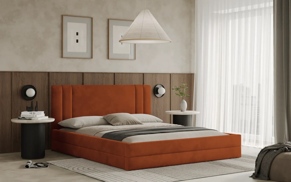 Postel ALCAMO 140x200 měděná s úložným prostorem