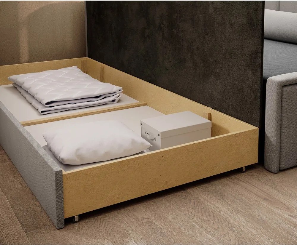 Šedá žinylková rozkládací/s úložným prostorem pohovka 214 cm Fulgeo – ELTAP