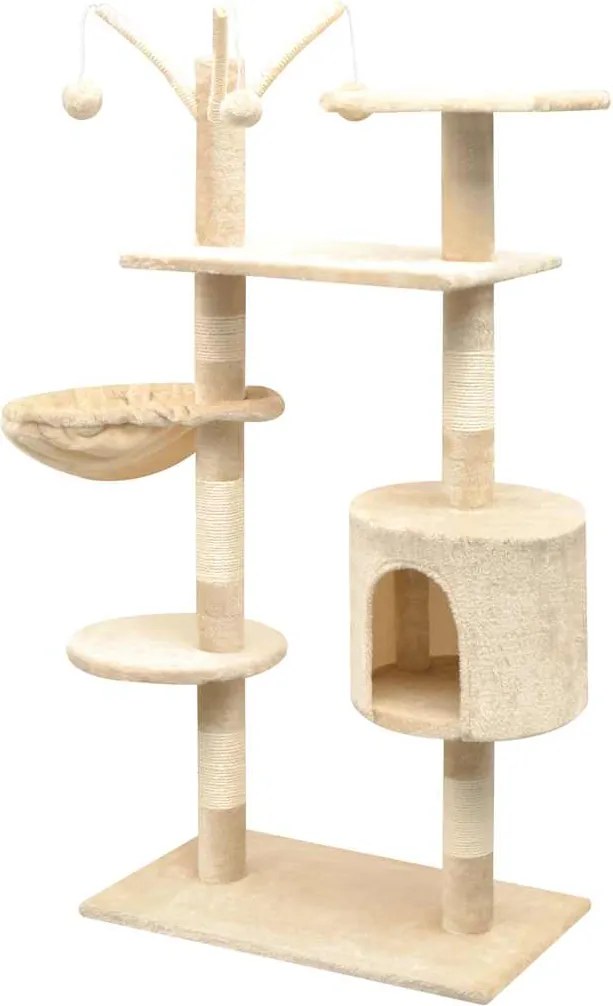 Škrabadlo pro kočky se sisalovými sloupky, 125 cm, béžová 170482