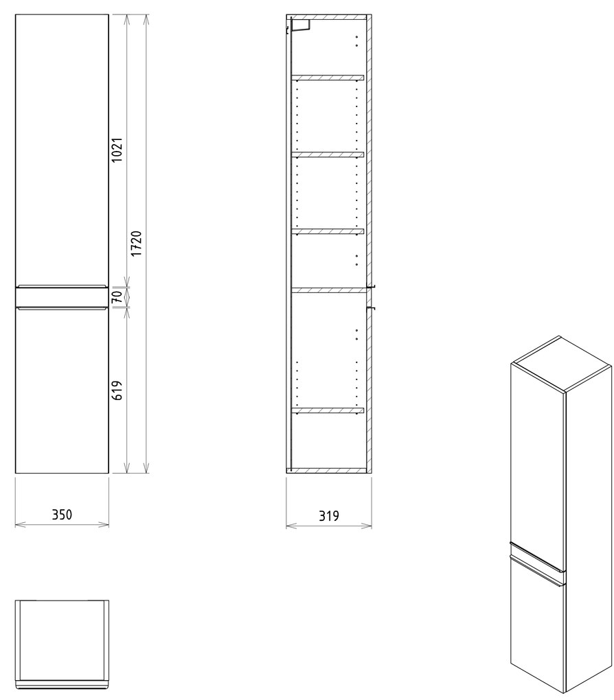 Sapho Sapho, Koupelnový set SITIA 80, bílá matná, KSET-033