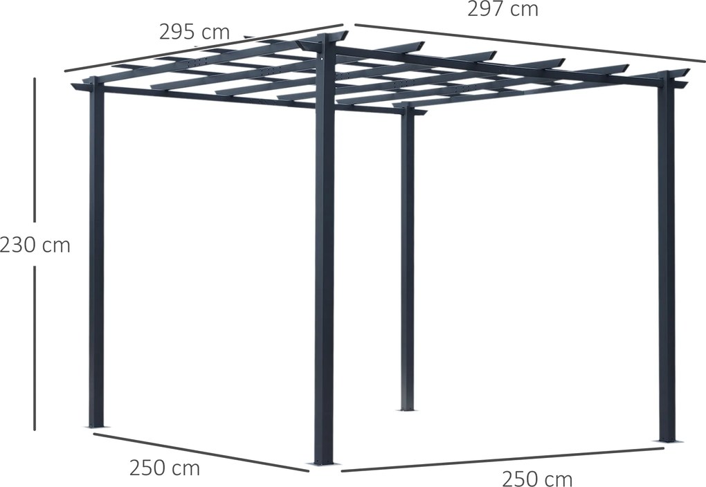 Outsunny pavilon růží stabilní oblouk pro rostliny jako pomůcka pro šplhání kovový odolný proti povětrnostním vlivům černý 2,97x2,95x2,3 m pro zahrad…