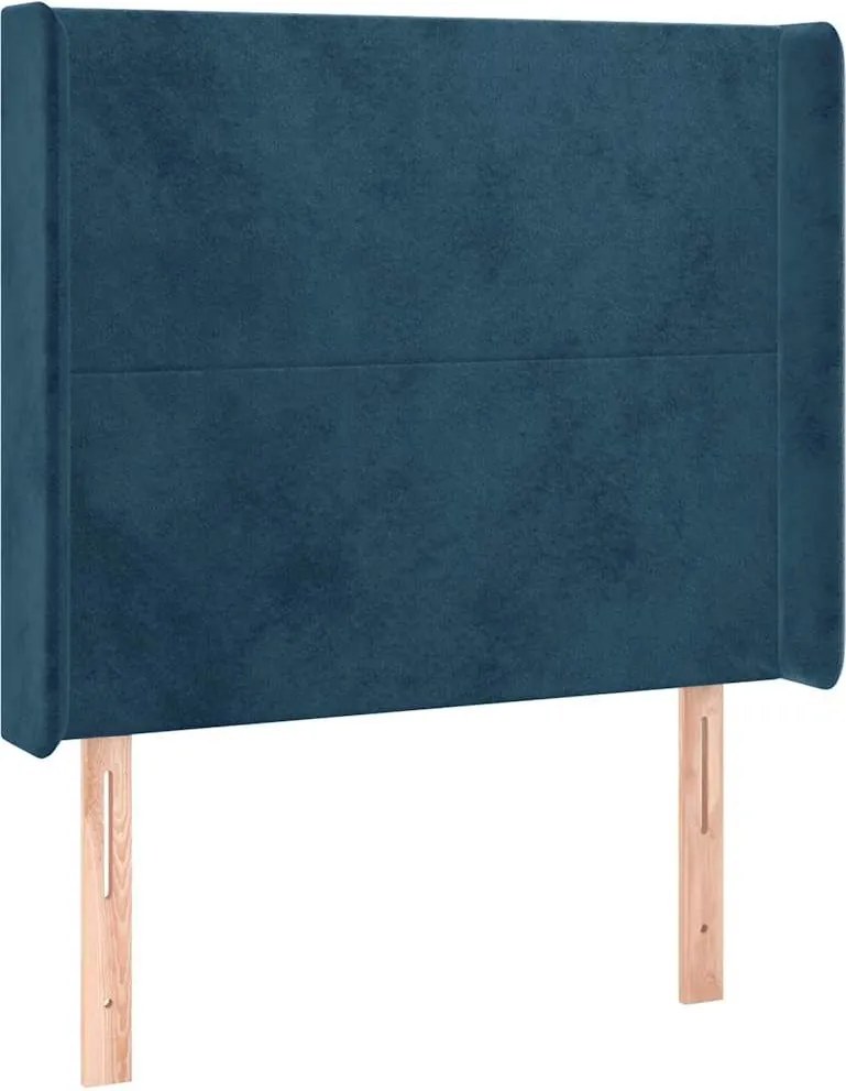 Box spring postel s matrací a LED tmavě modrá 90x200 cm samet 3139425