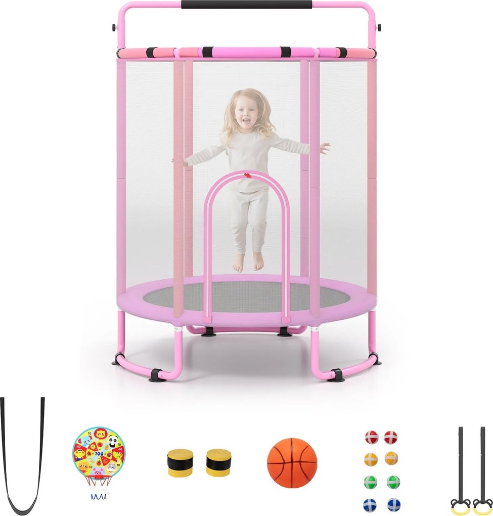 Costway Trampolína pro děti 154 cm 6 v 1 Dětská trampolína s – růžový