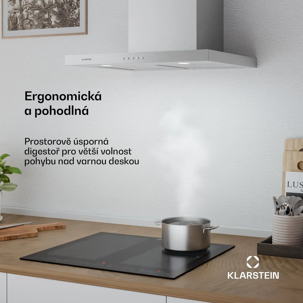 Klarstein Limelight, digestoř, 60 cm, nástěnná, 640 m³/h, stříbrná