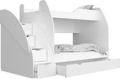 Patrová postel ZUZA s úložným prostorem včetně matrací, Bílá