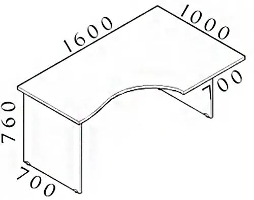 Ergonomický stůl Visio 160 x 100 cm, pravý / Javor