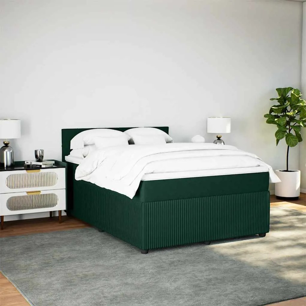 Box spring postel s matrací tmavě zelená 140x190 cm samet 3287737