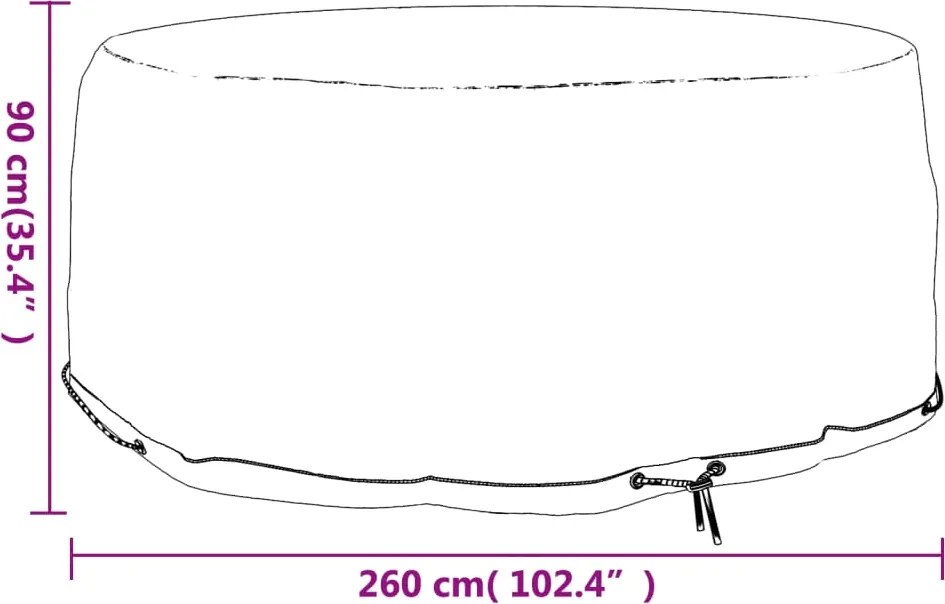 Plachta na zahradní nábytek 10 oček Ø 260 x 90 cm kulatá 319303