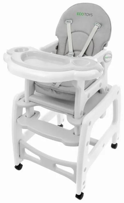 Dětská jídelní židlička EcoToys 3v1 DESTI šedá | BIANO