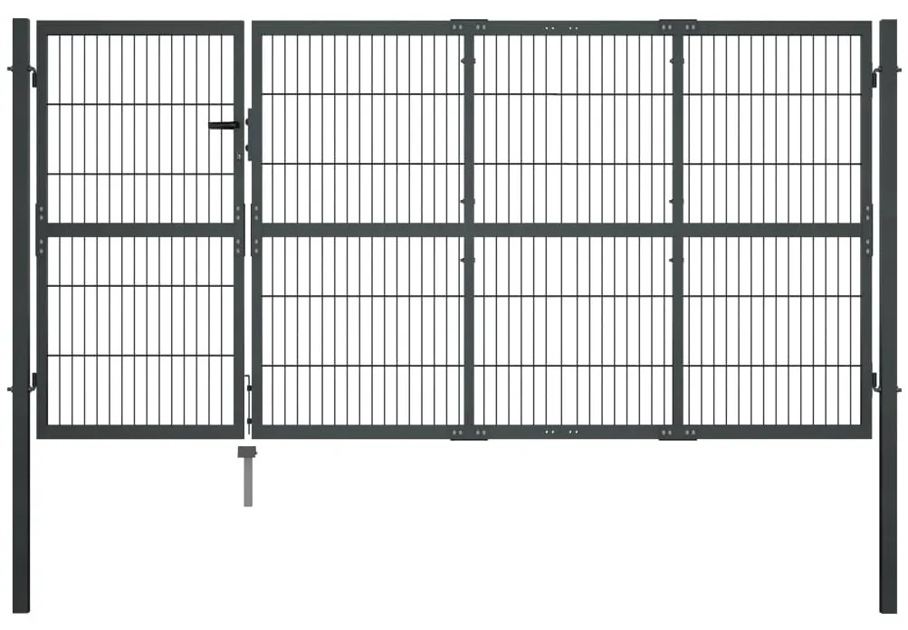 vidaXL Zahradní brána se sloupky ocel 350 x 120 cm antracitová