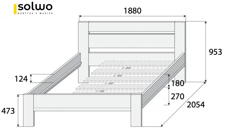 Masivní postel ANGELIKA - Solwo Design Materiál: Buk cink, Barevne provedení: Olejování přírodní 101/201, Specifikace: 220x200