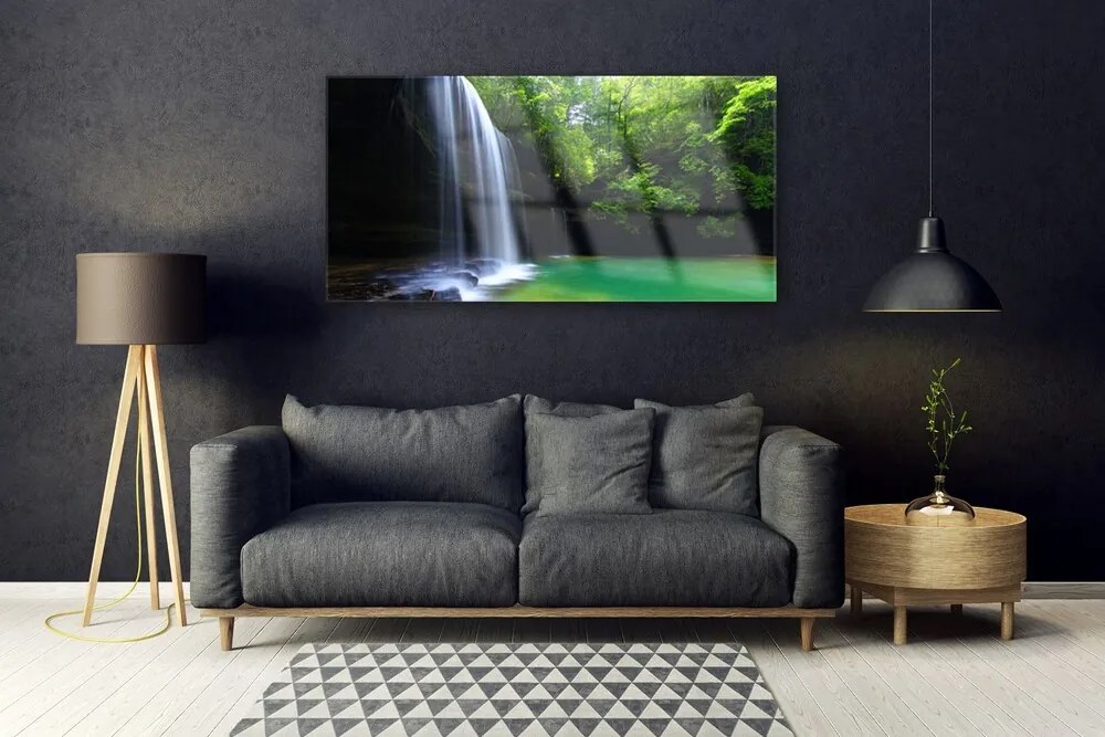 Plexisklo-obraz Vodopád Příroda Les Jezero 120x60 cm