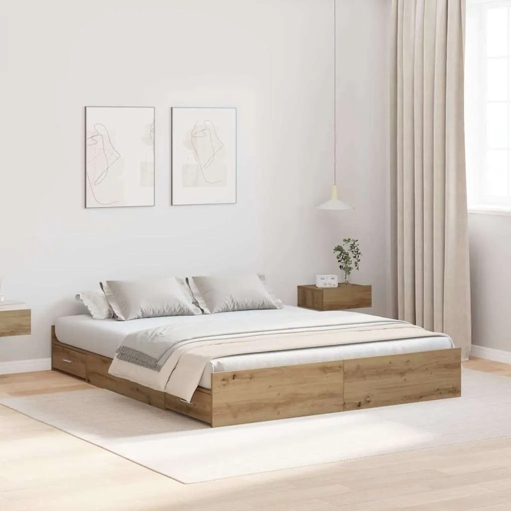 Rám postele s úložným prostorem Artisanový dub 160 x 200 cm 3335284