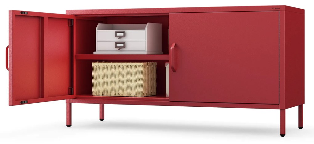 TV skříňka kovová na nožičkách červená, 1150x595x400 mm: ROSA Modern