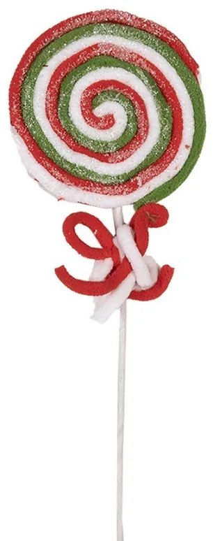 Bílo-červený vánoční zápich lízátka Lollipop - 10*1*42 cm