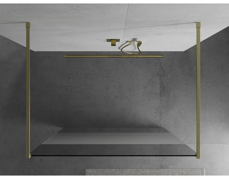 Mexen Kioto, sprchová zástěna Walk-In 120 x 200 cm, 8mm čiré sklo-námraza, zlatý matný profil, 800-120-002-55-35