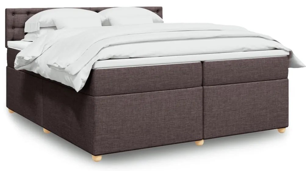 Box spring postel s matrací tmavě hnědá 200x200 cm textil