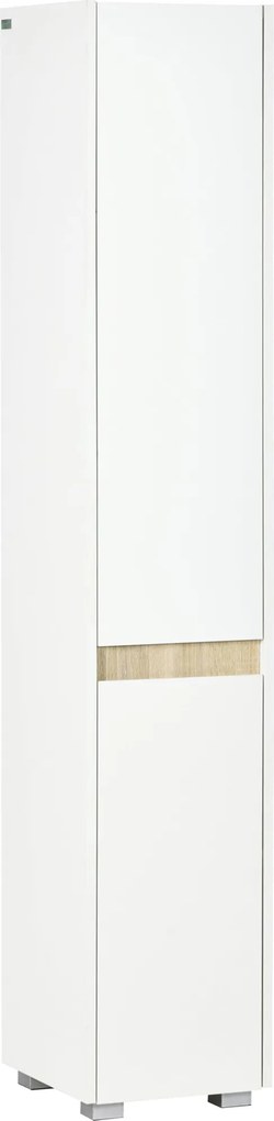 Kleinak Vysoký Koupelnový Sloupcový Pomocný Skříňka s 5 Nastavitelnými Policemi Multifunkční Skříňka do Koupelny, WC a Ložnice 30x33x165 cm Bílá | Aos