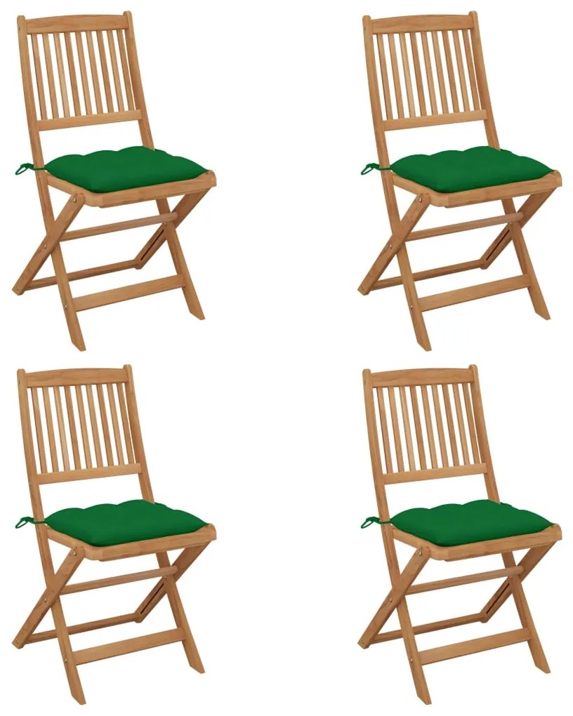 3064691 vidaXL Skládací zahradní židle s poduškami 4 ks masivní akáciové dřevo