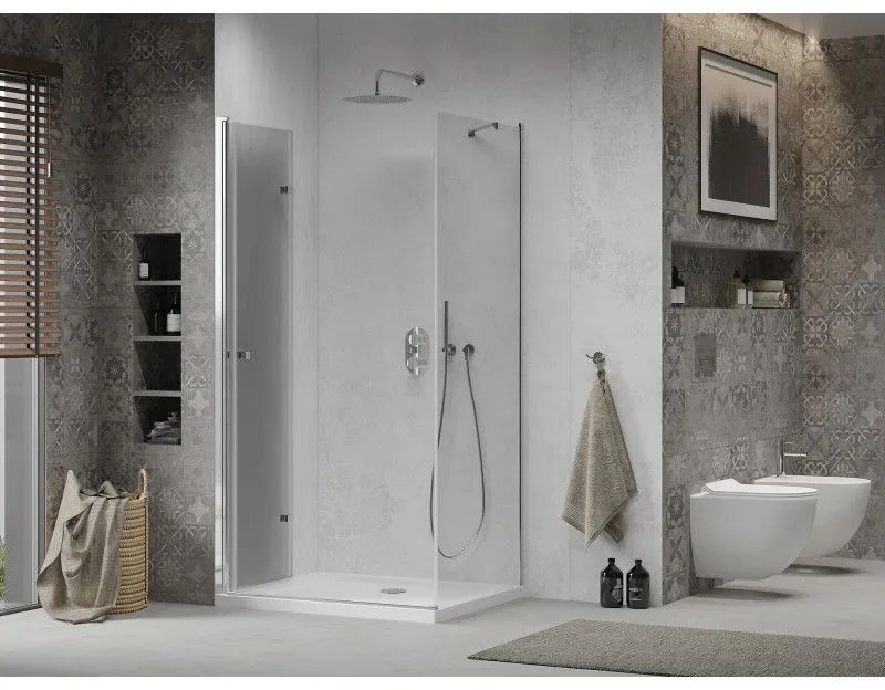 Mexen Lima sprchový kout 80x70cm, 6mm sklo, chromový profil - čiré sklo + Slim sprchová vanička - 856-080-070-00-00-4010