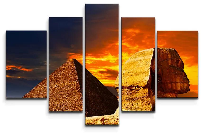 Sablio Obraz - 5-dílný Pyramidy - 125x90 cm