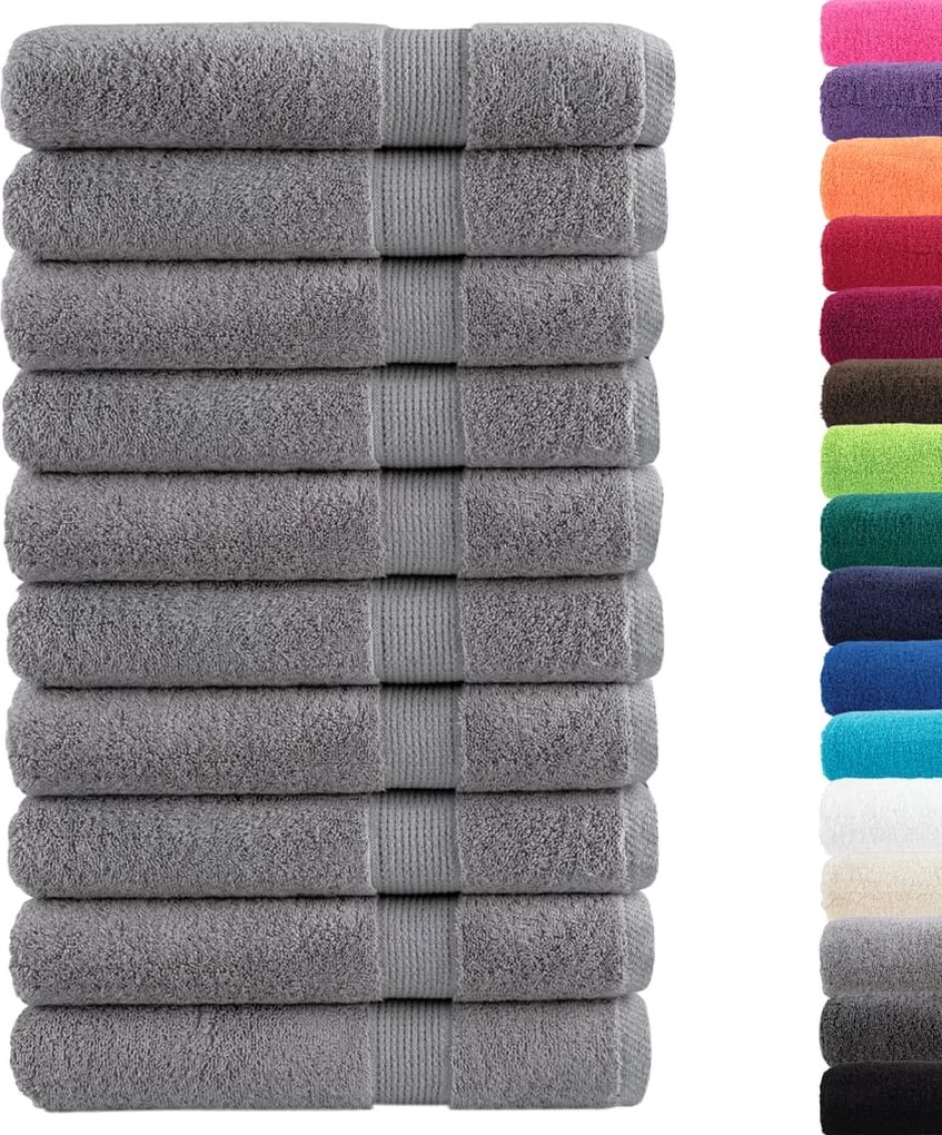 Prémiové saunové osušky SOLUND 10 ks šedé 80x200 cm 600 g/m² 137316
