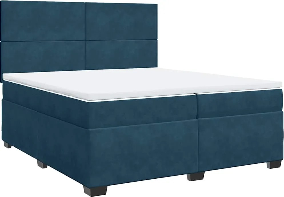 Box spring postel s matrací modrá 200 x 200 cm samet 3291000